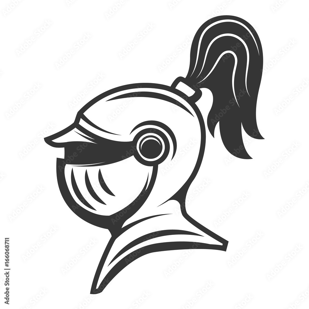 Knight helmet isolated on white background. Design elements for logo ...