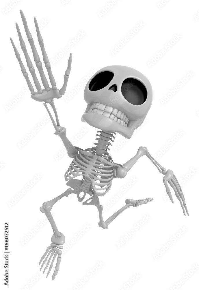 3D Skeleton Mascot Goes up like a cartoon hero. 3D Skull Character ...