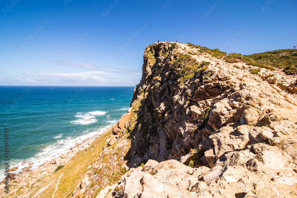 Cape Roca Cabo da Roca in Portugal. Atlantic ocean coast view in sunny ...