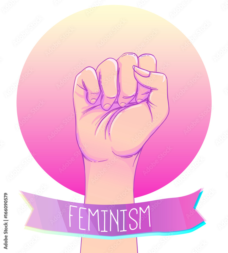 Womans Hand With Her Fist Raised Up Girl Power Feminism Concept