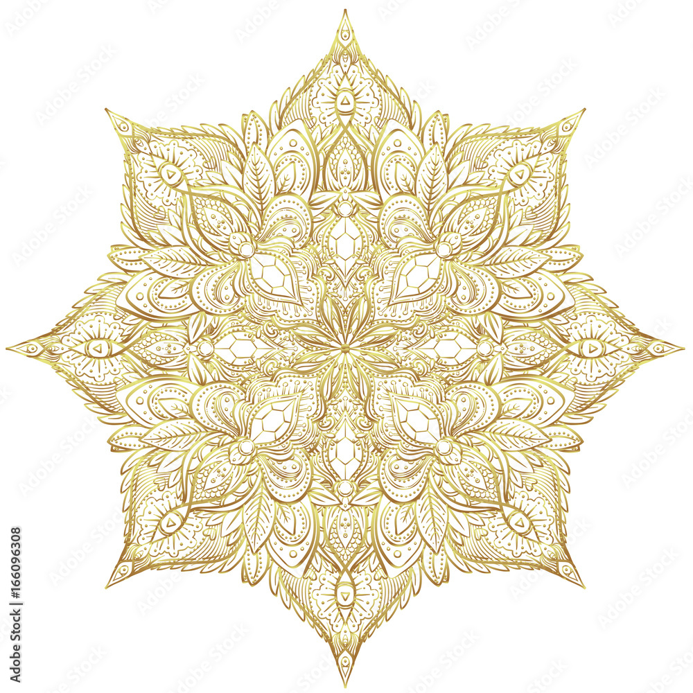 Vintage golden vignette in Oriental style. Line art element for design ...