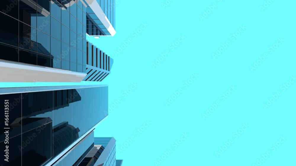 Seamlessly loopable animation of modern corporate skyscrapers with ...