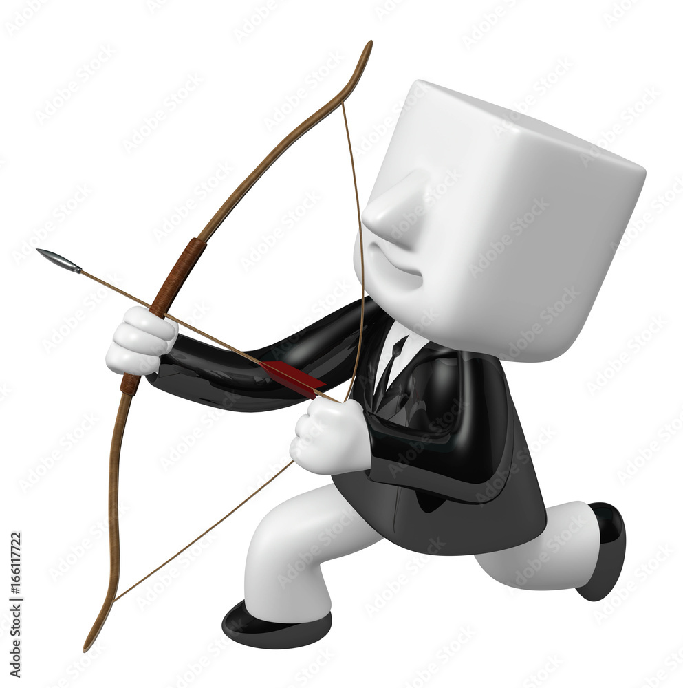 3d archer man looking upward with their bow. 3D Square Man Series ...