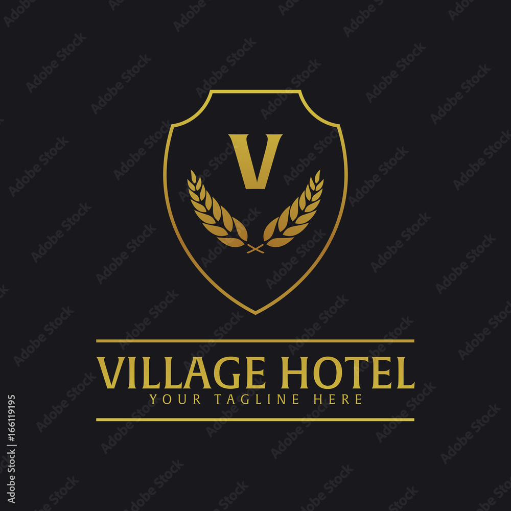 Village Palace Hotel Logo and Emblem. Vector logo illustration. Stock ...