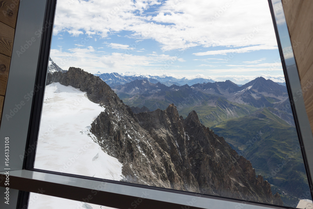 Spectacular view to Mount Blanc massif from 360 degree observation ...