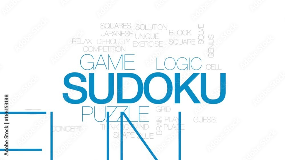 Sudoku animated word cloud, text design animation. Kinetic typography ...