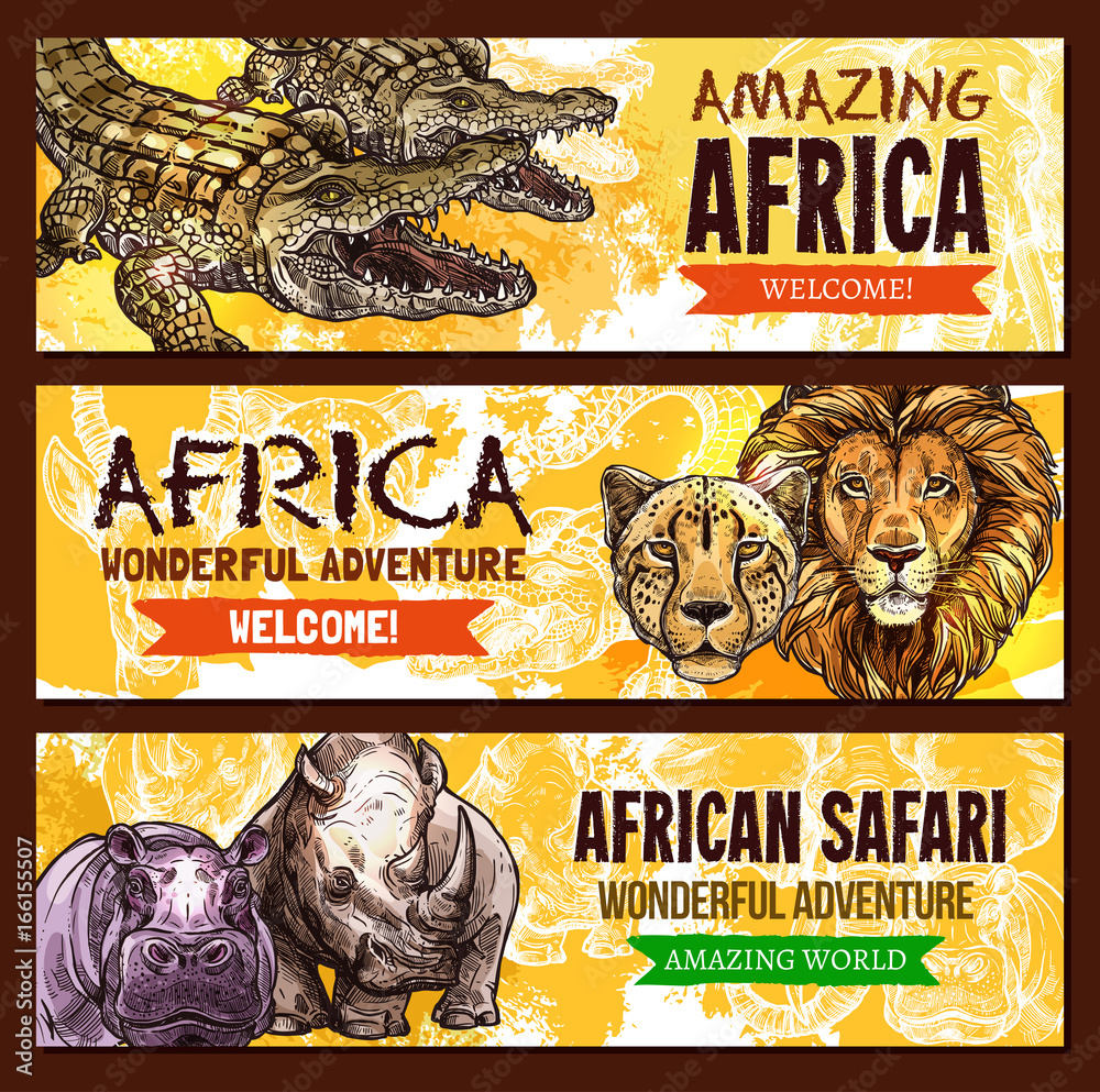 African animals vector poster for safari adventure Stock Vector | Adobe ...