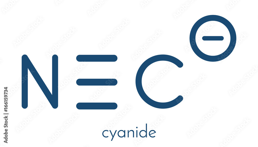 Cyanide anion, chemical structure. Cyanides are toxic, due to ...