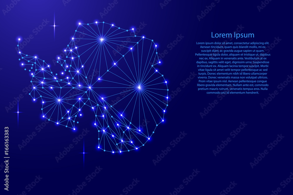 Vetor de Antarctica map of polygonal mosaic lines network, rays and ...