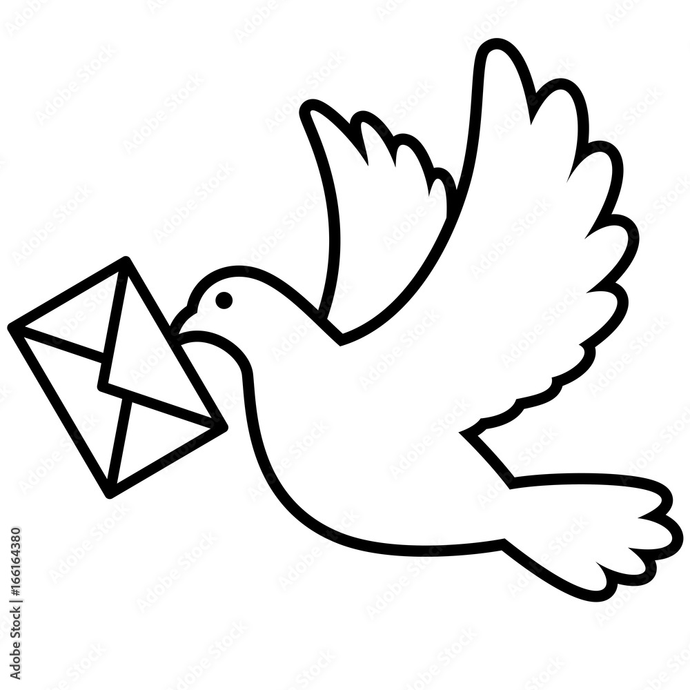 Dove flying with an envelope Stock Vector | Adobe Stock