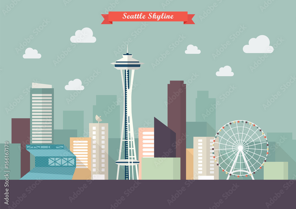 Seattle skyline vector illustration Stock Vector | Adobe Stock