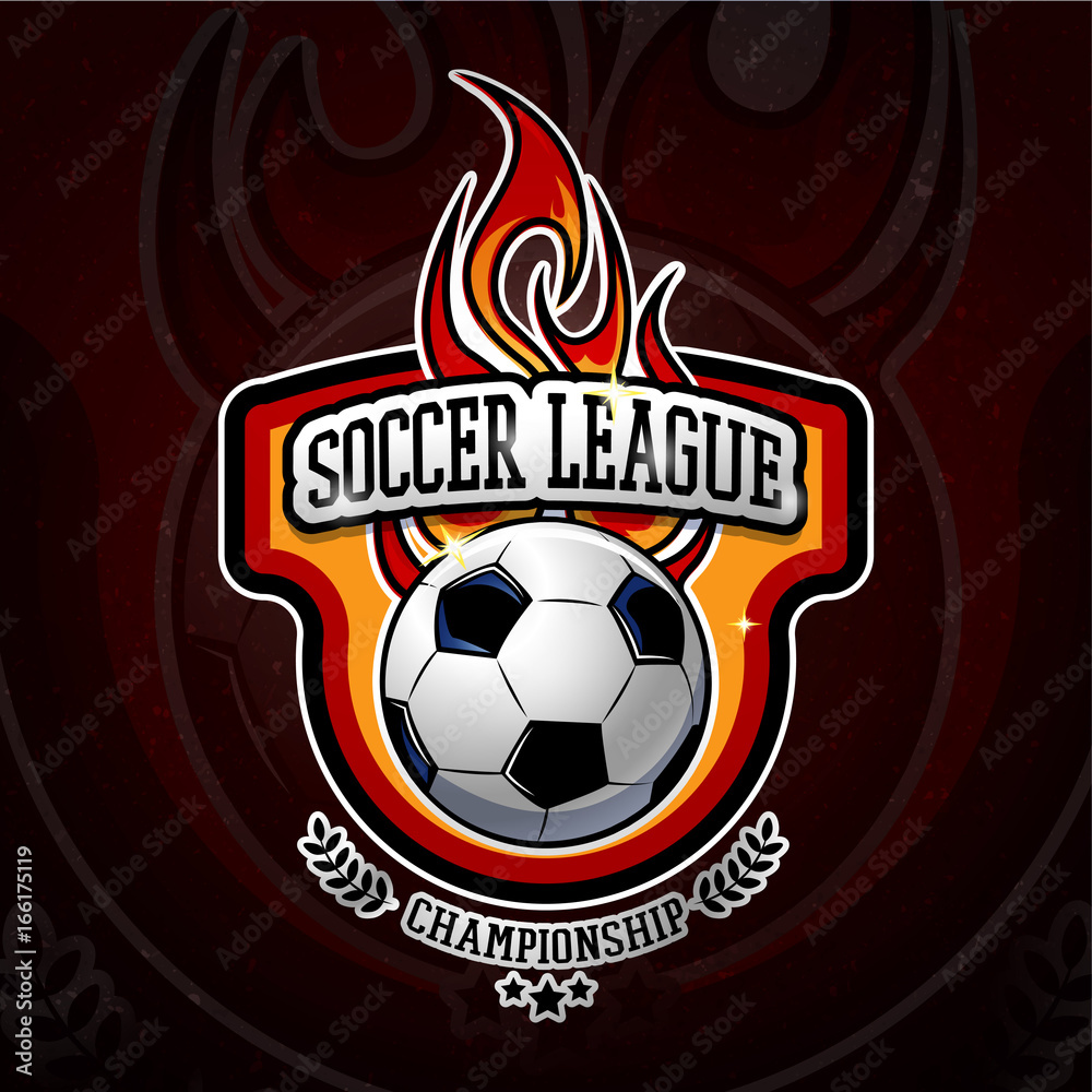 Fiery Football Colorful Logotype Stock Vector | Adobe Stock