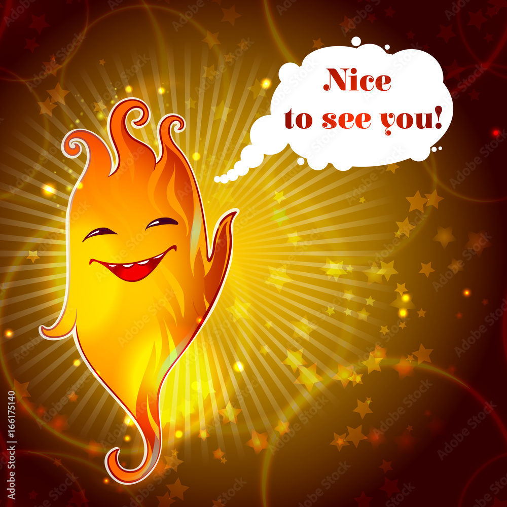 Cartoon Funny Smiling Fire Monster Template Stock Vector | Adobe Stock