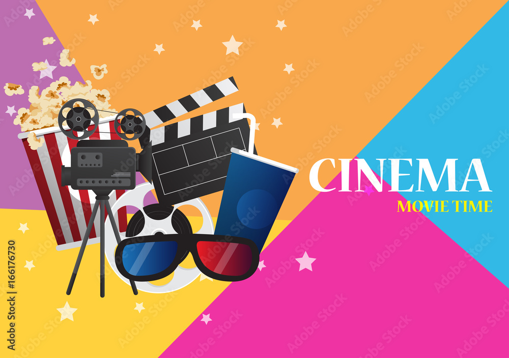 Movie cinema poster design. Vector template banner for show with seats ...