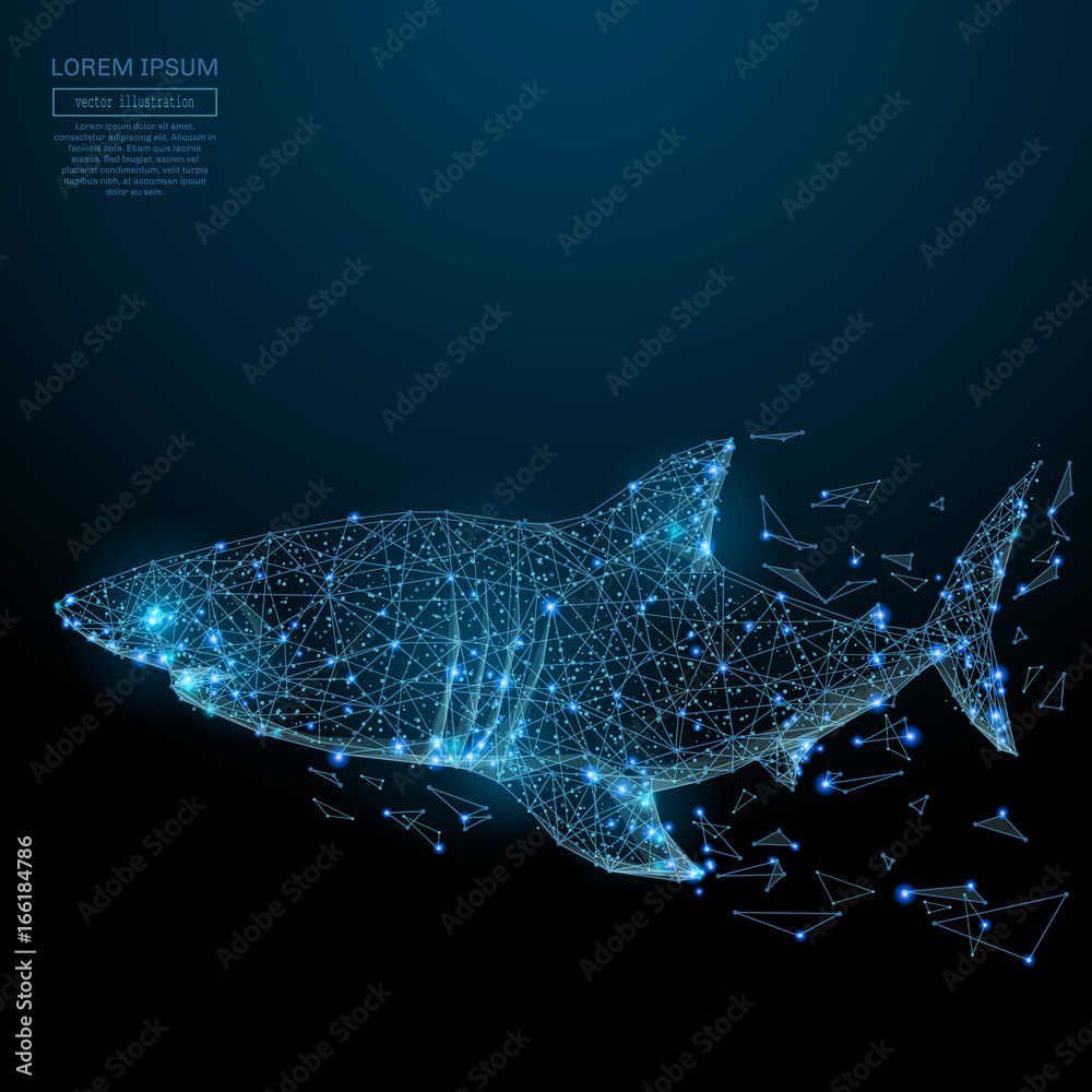 Abstract image of a shark in the form of a starry sky or space ...