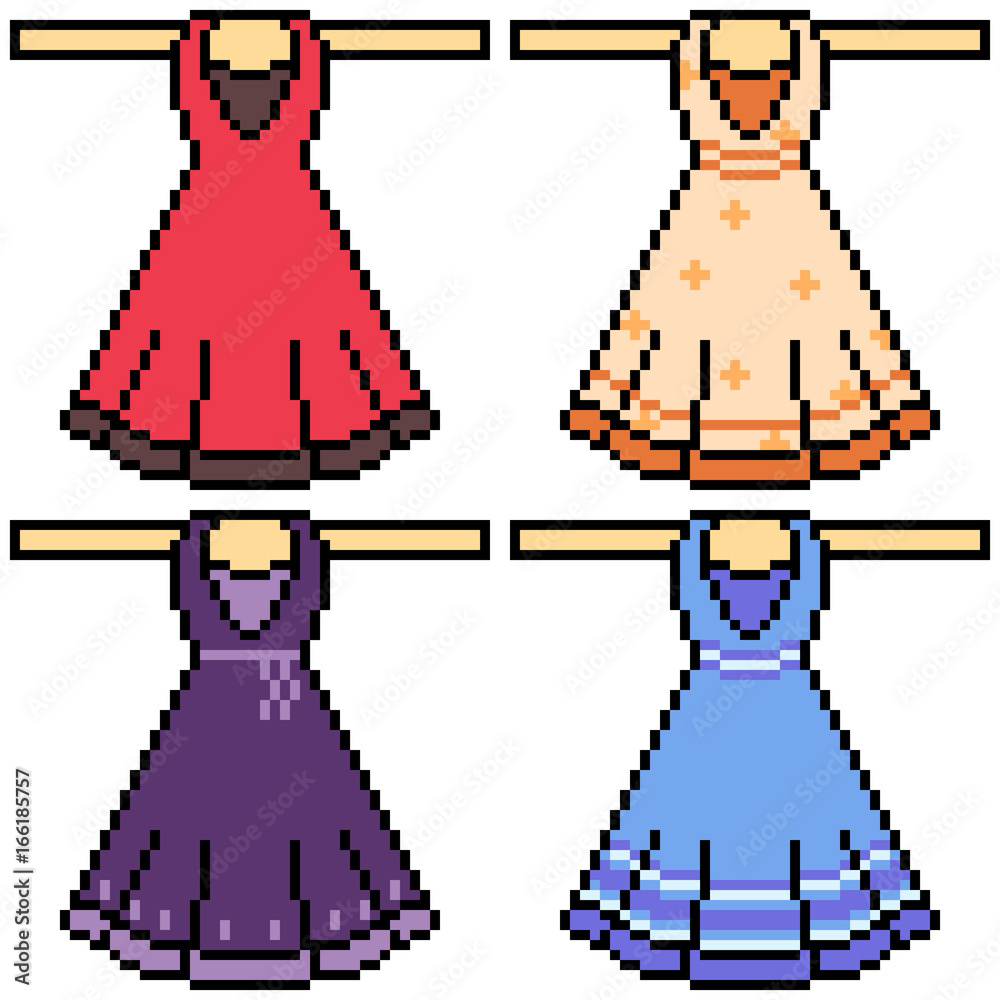 vector pixel art set dress Stock Vector | Adobe Stock