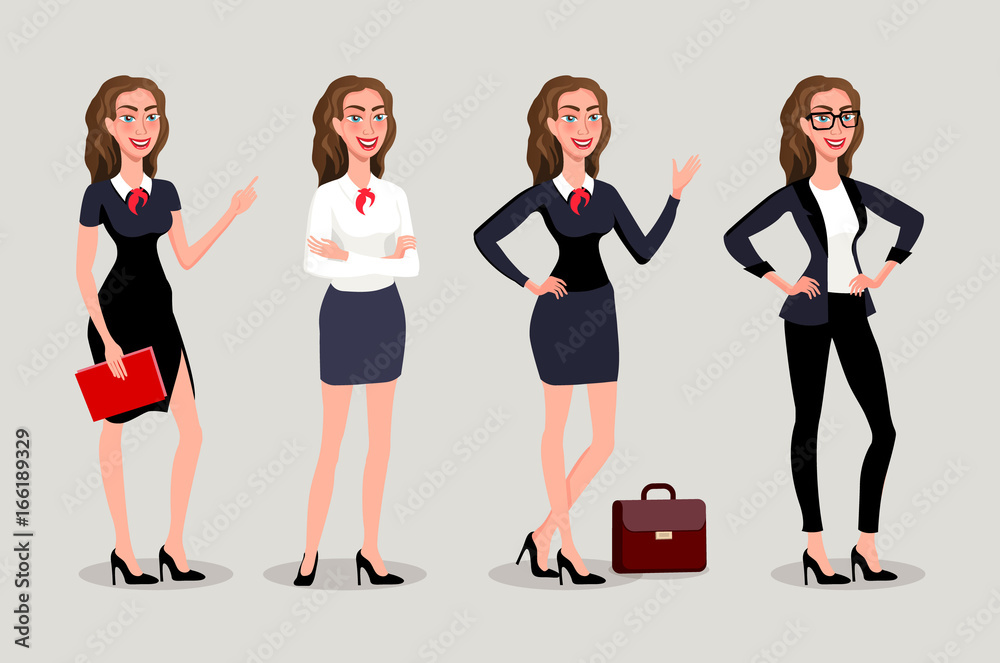 Vector illustration isolatede. Elegant pretty business woman in formal ...
