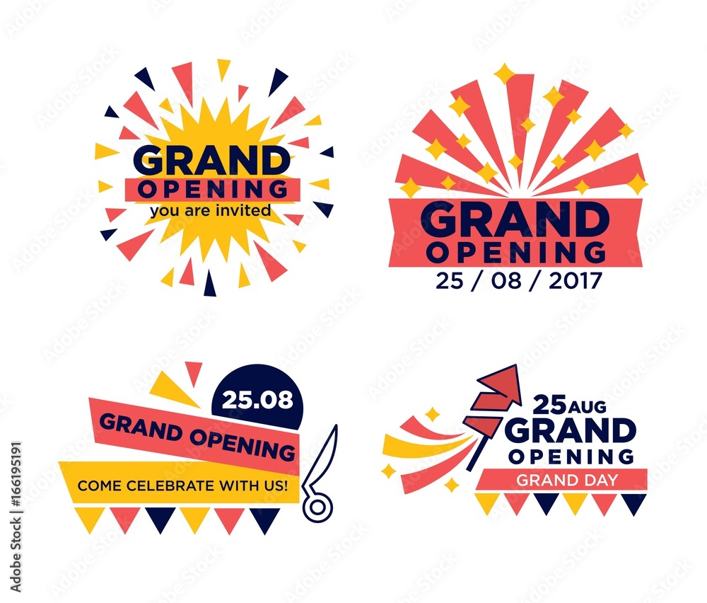 Set of grand opening announcements Stock Vector | Adobe Stock