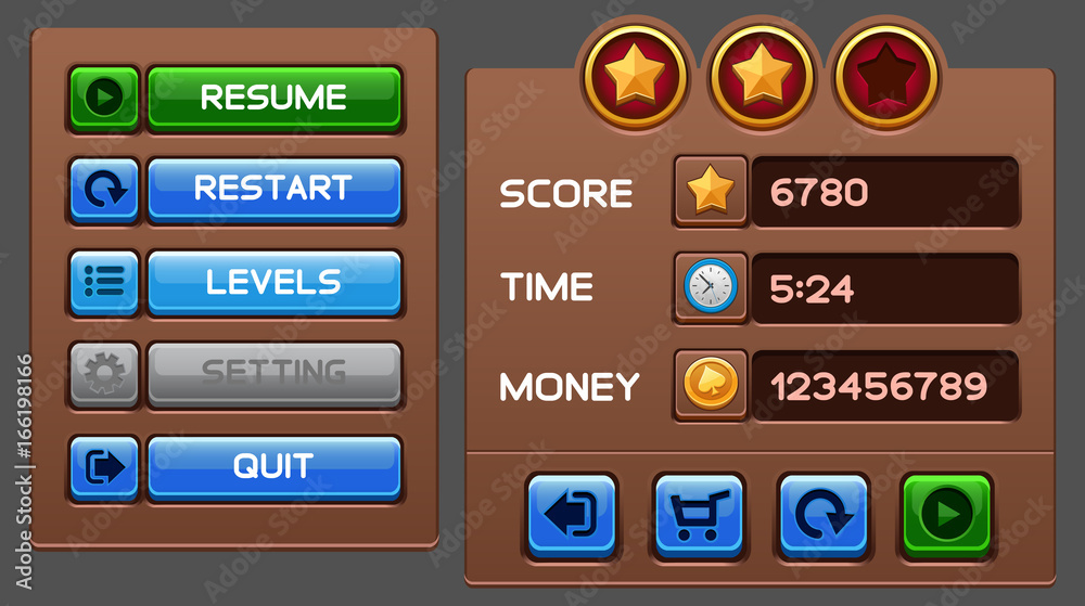 Game buttons GUI pack. Vector illustration Stock Vector | Adobe Stock