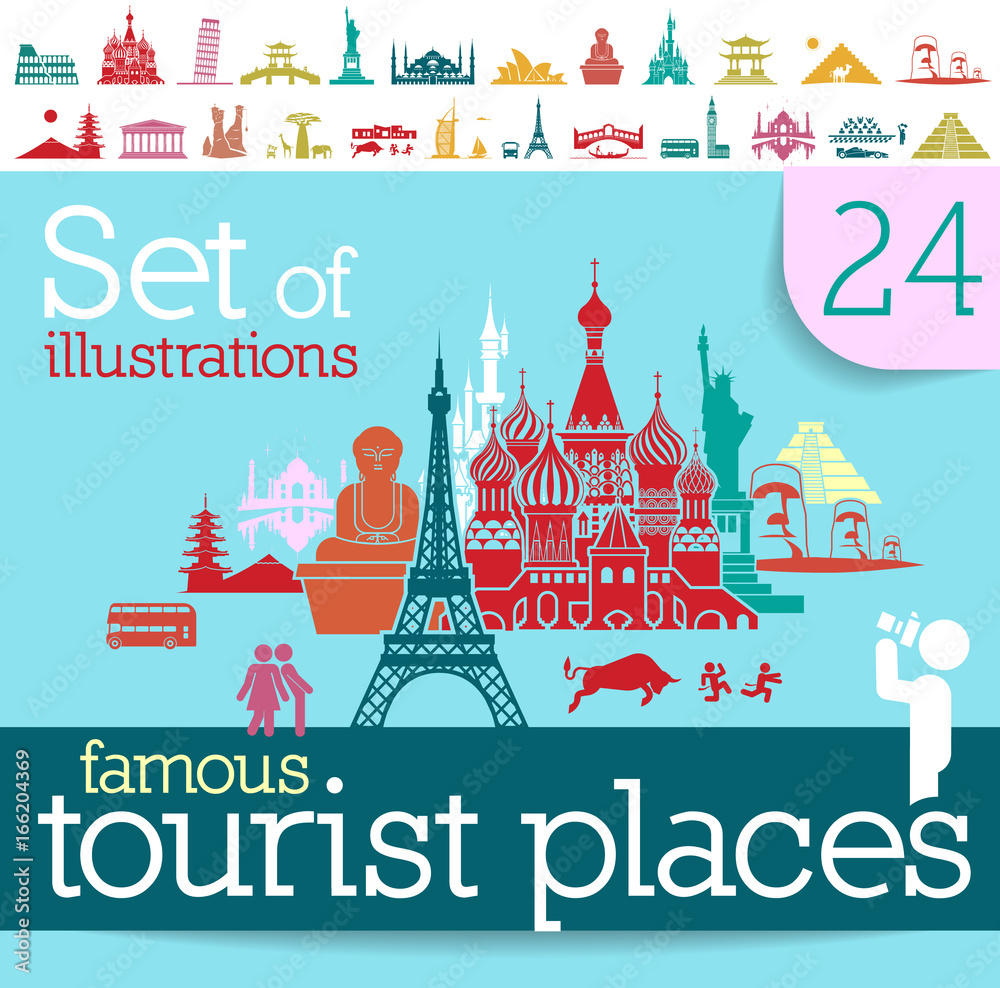 Templates for famous tourist places placards, banners, flyers and ...
