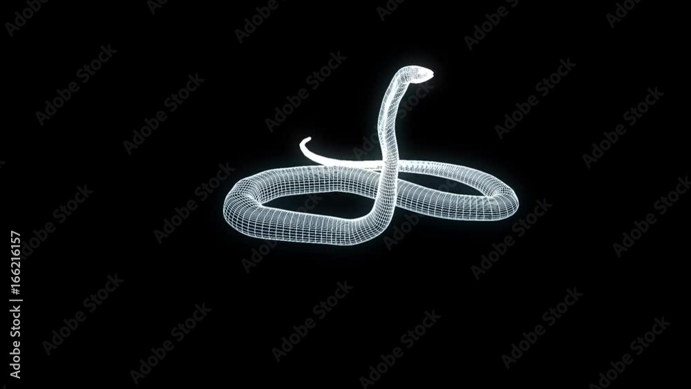 Snake in Hologram Wireframe Style. Nice 3D Rendering Stock Video ...