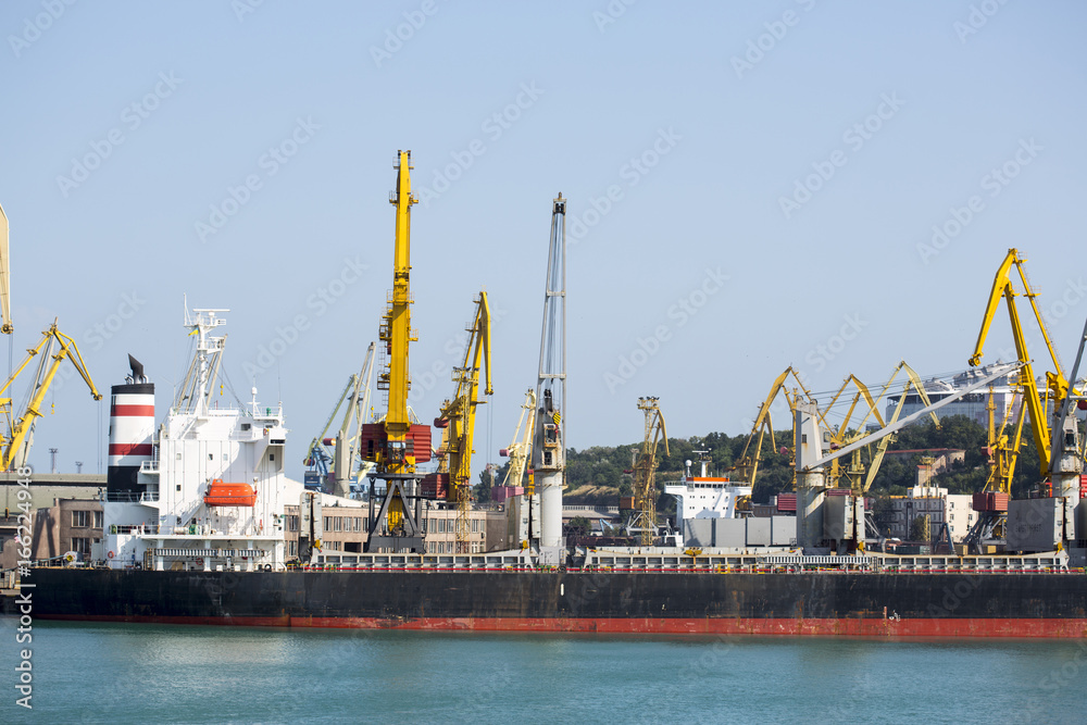 Port terminal of bulk cargo with ship Stock Photo | Adobe Stock