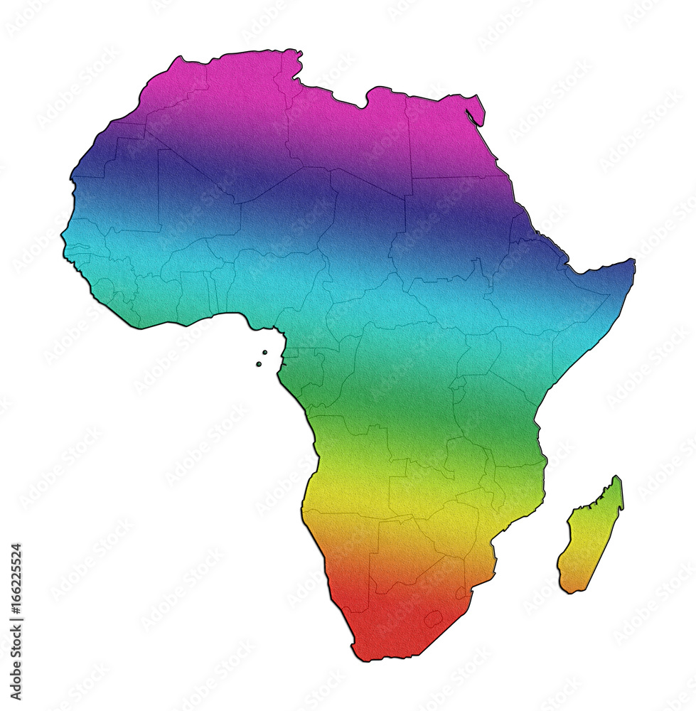 Africa gay pride lgbt rainbow flag map concept isolated on white ...