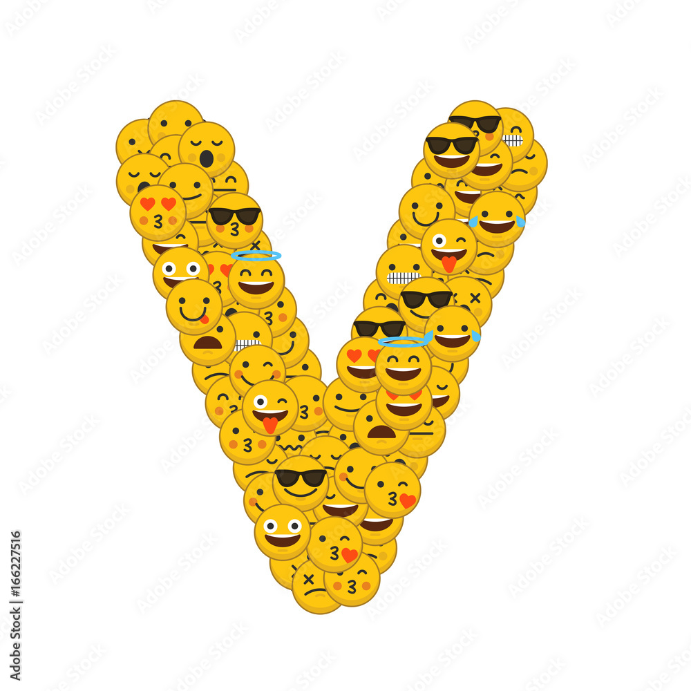 Emoji smiley characters capital letter V Stock Illustration | Adobe Stock