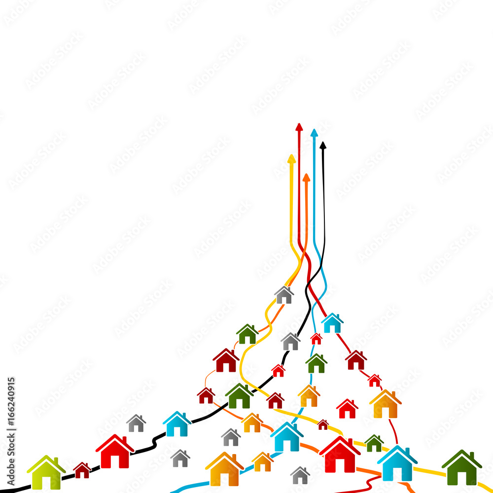 House market trend, real estate analysis concept with colorful avatar ...