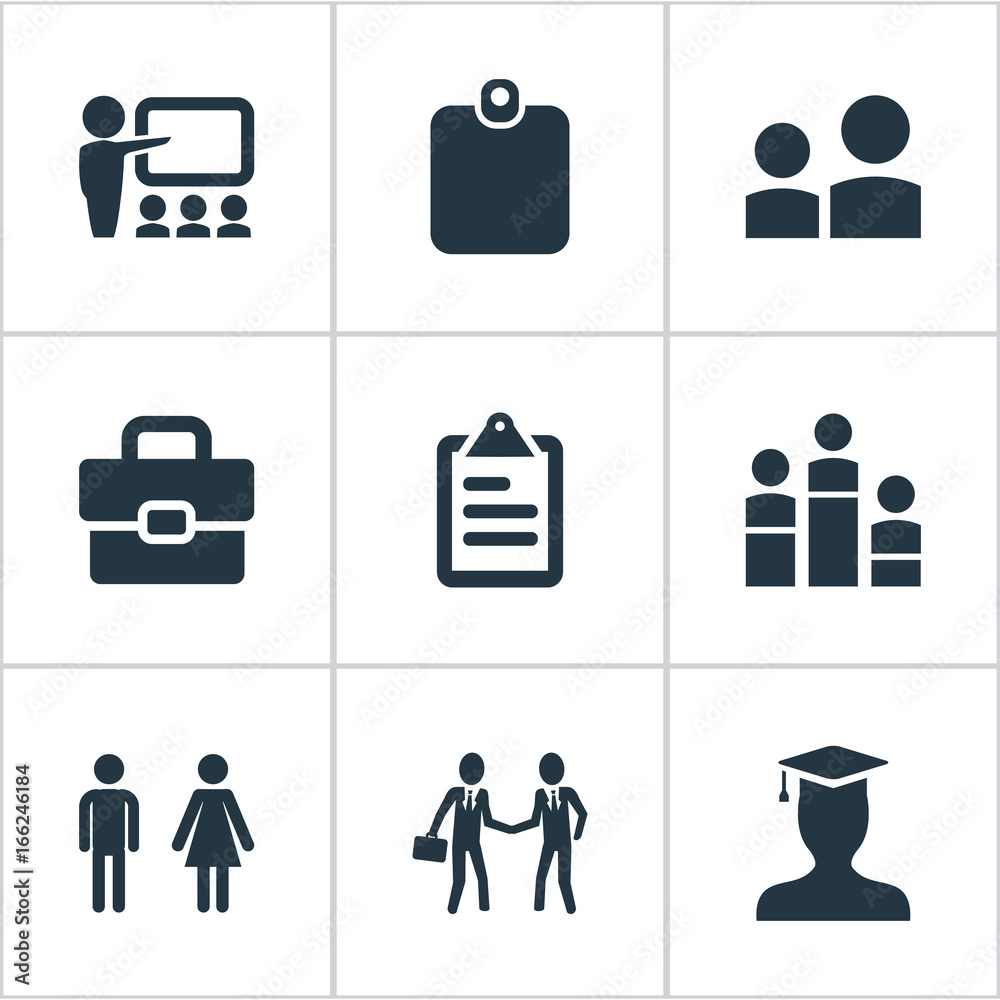 Vector Illustration Set Of Simple Icons. Elements Presentation, Roster ...