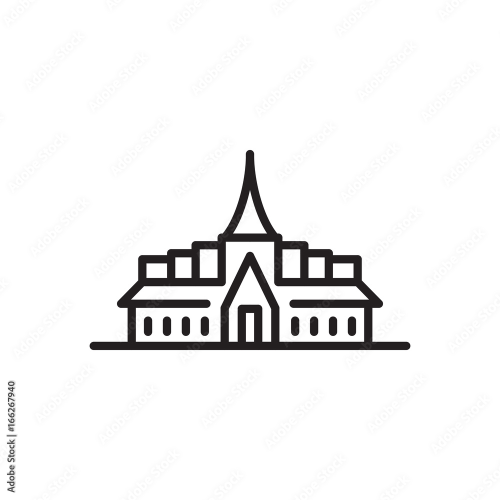 Vector icon Asian pagoda in linear style isolated on white background ...