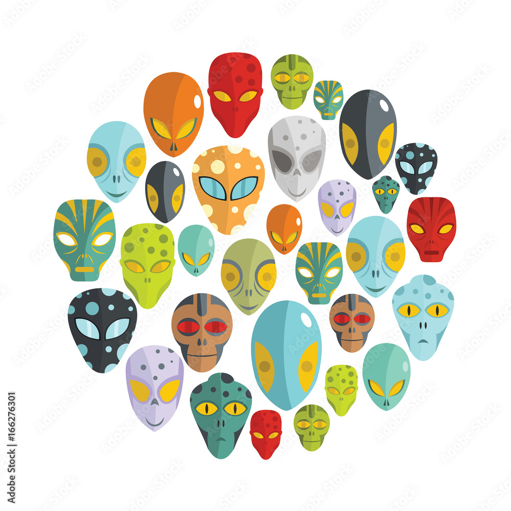 Alien avatars cartoon icons set. Alien vector illustration for design ...
