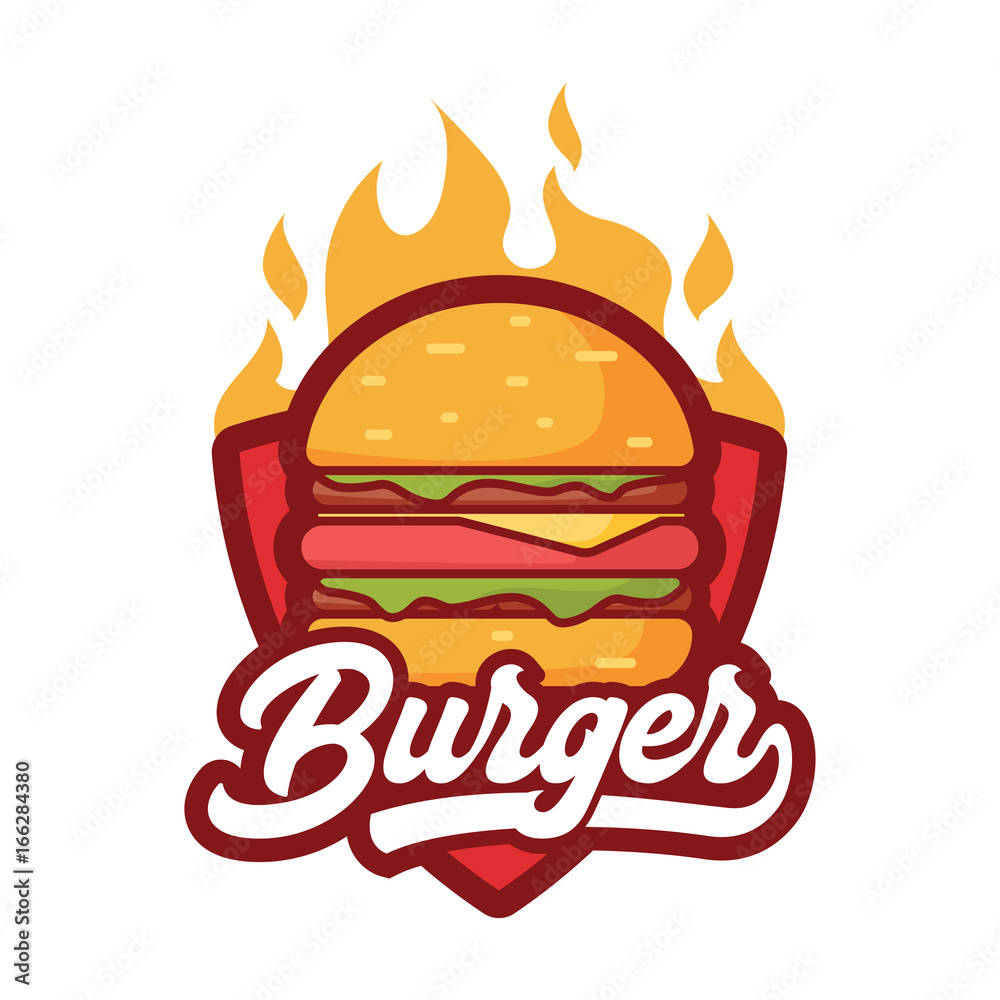 Burger Logo, Emblem Vector Logo Stock Vector | Adobe Stock