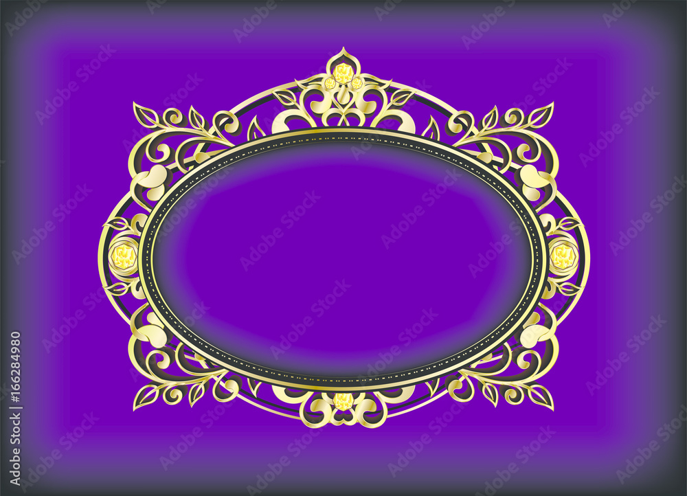 Oval frame of gold and silver, Luxurious royal style. Decorative ...