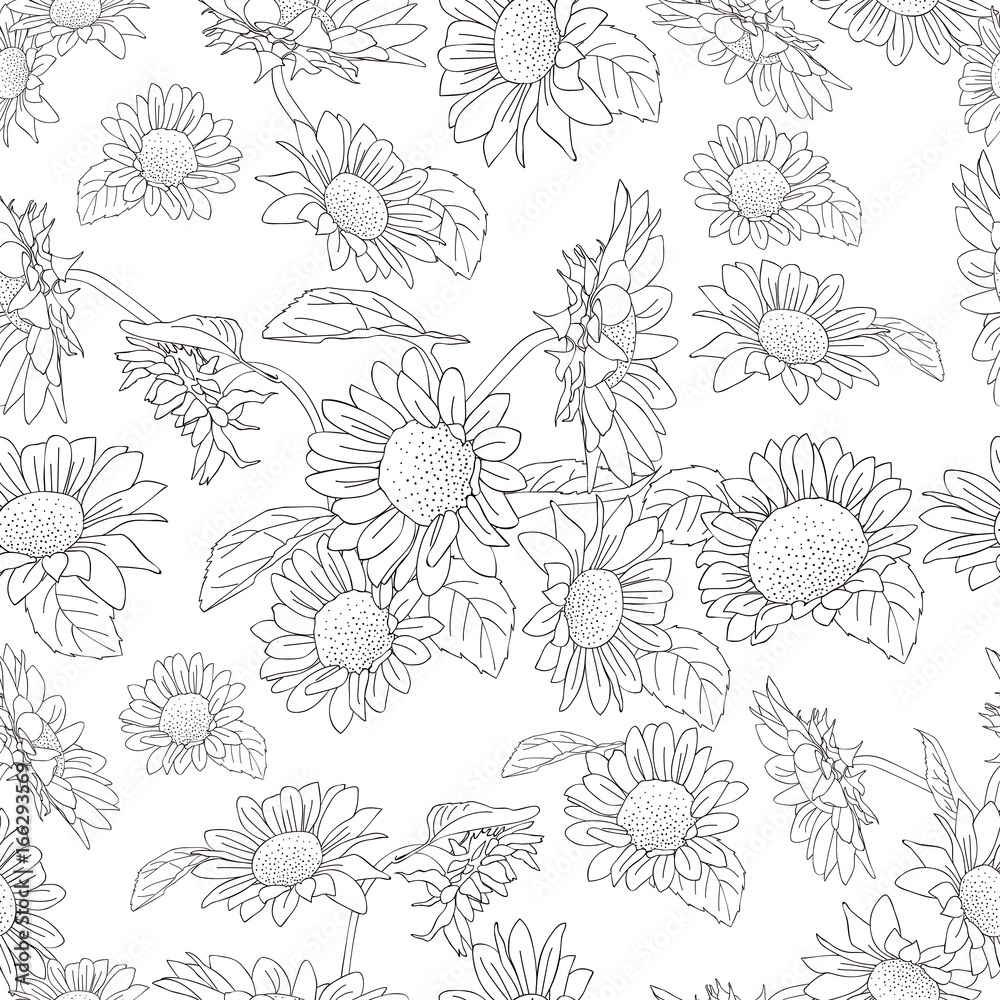 beautiful line sunflower background pattern Stock Vector | Adobe Stock