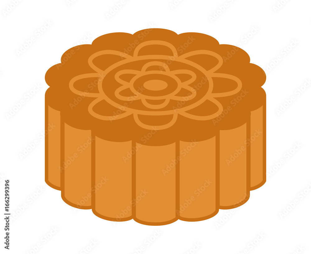 Mooncake or moon cake for the Mid-Autumn Festival flat vector color ...