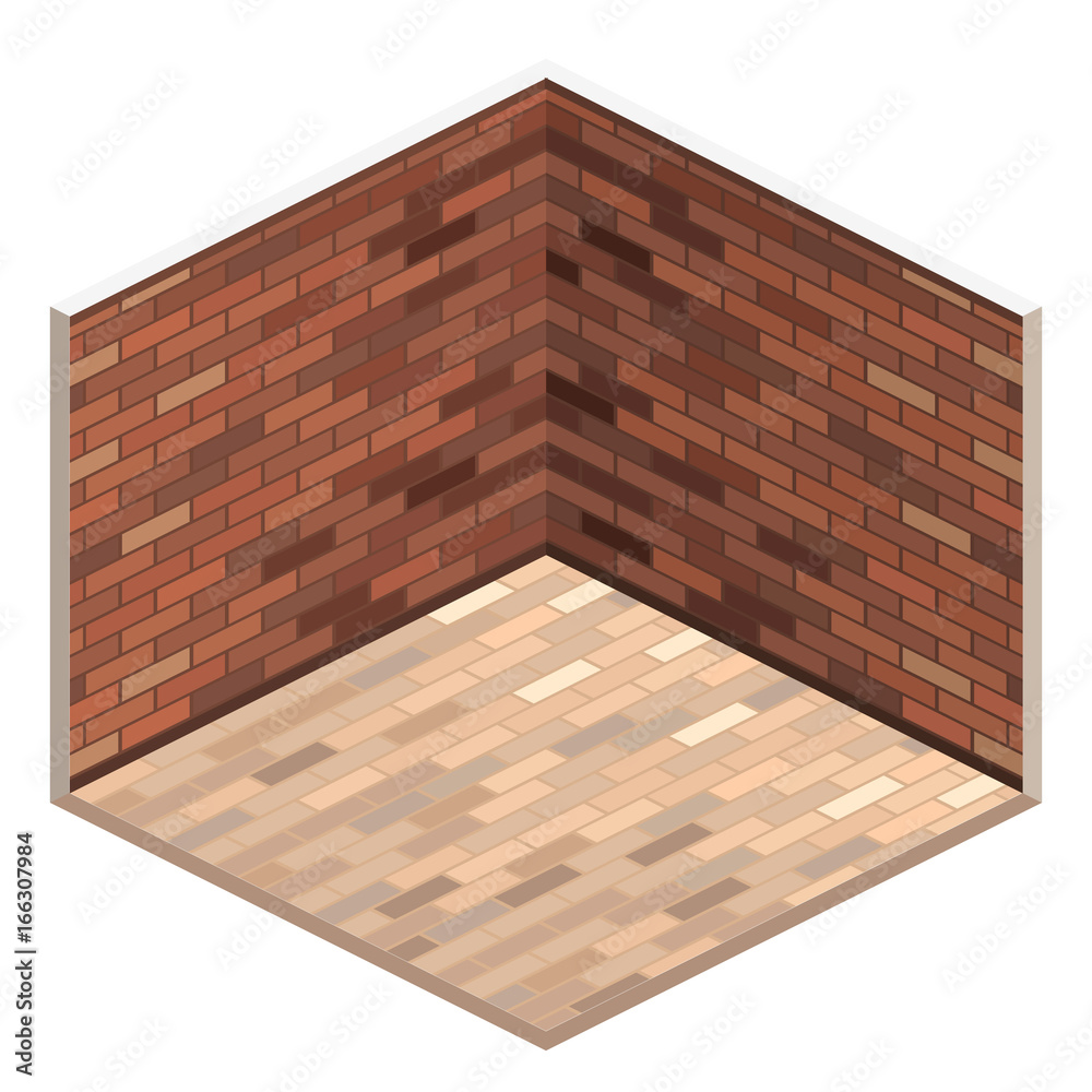 loft apartment with brick wall. empty room. White illustration room ...