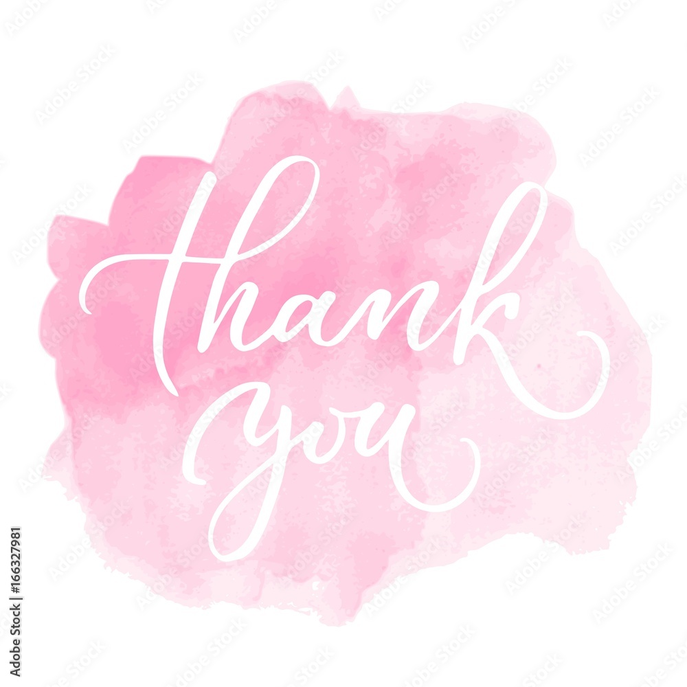 Hand lettering thank you, white ink and gold glitter effect, isolated ...