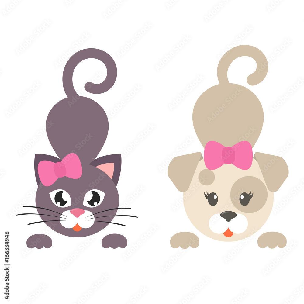cartoon dog and cat girl set Stock Vector | Adobe Stock