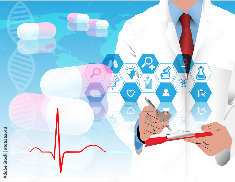 doctor and medicine wave ekg background world earth concept healthcare ...