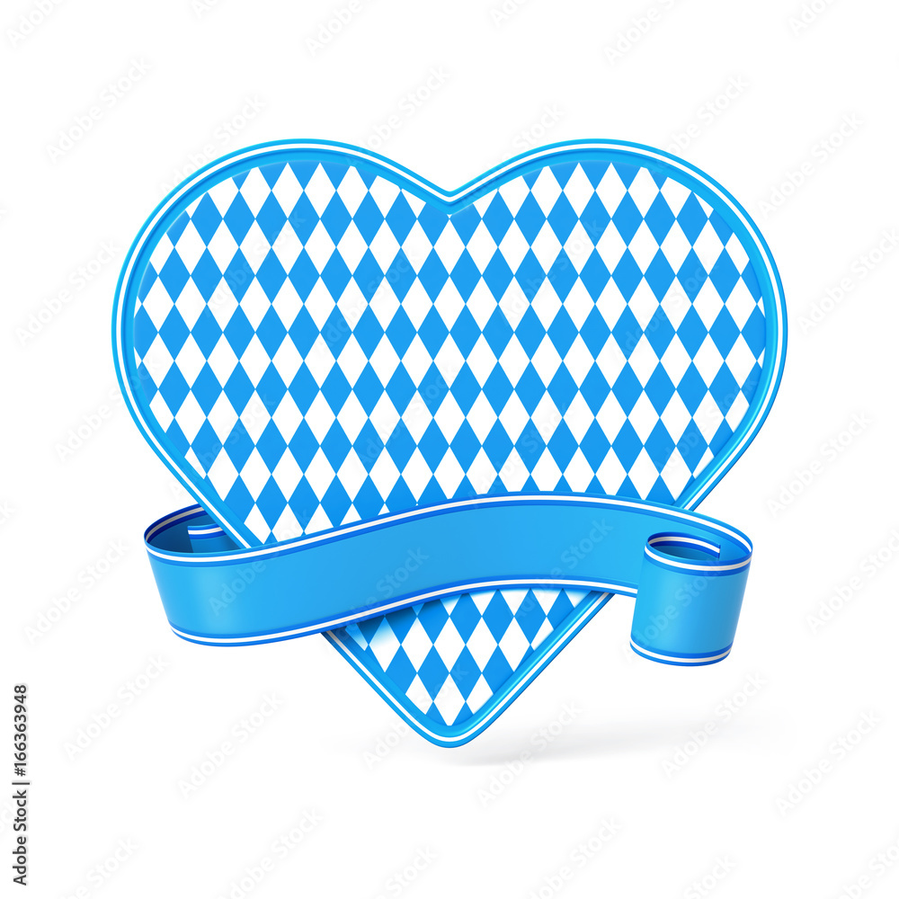 Blue bavarian ribbon banner with heart silhouette card - diamond ...