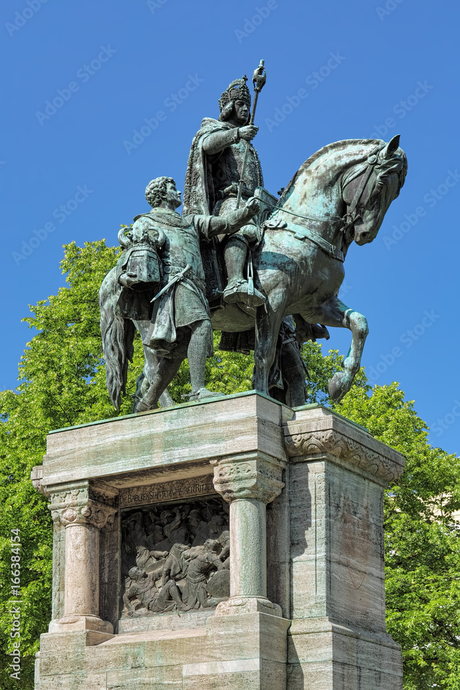 Ludwig IV monument in Munich, Germany. It was erected in 1905. Relief ...