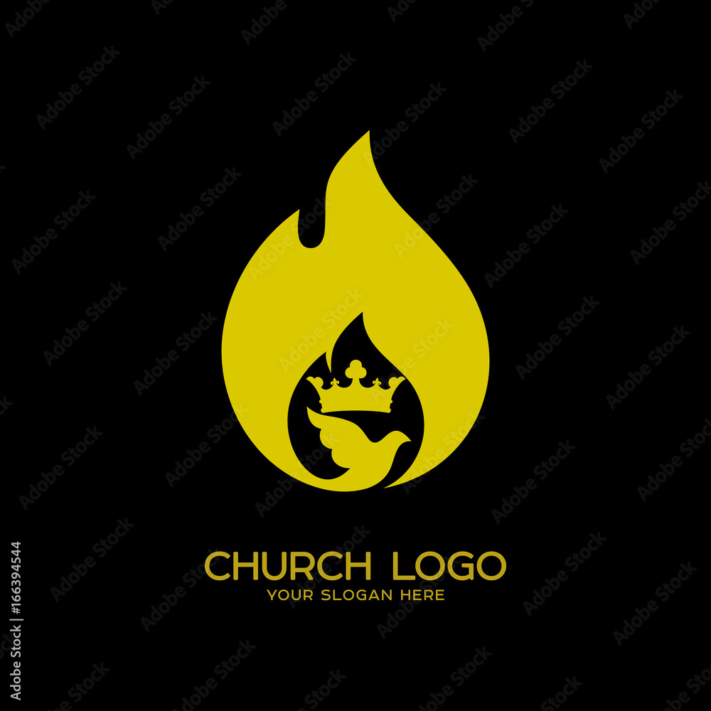 Church logo. Christian symbols. The Flame of the Holy Spirit and the ...