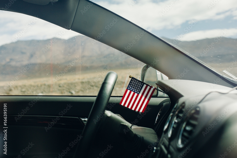 Little american flag in the car Stock Photo | Adobe Stock