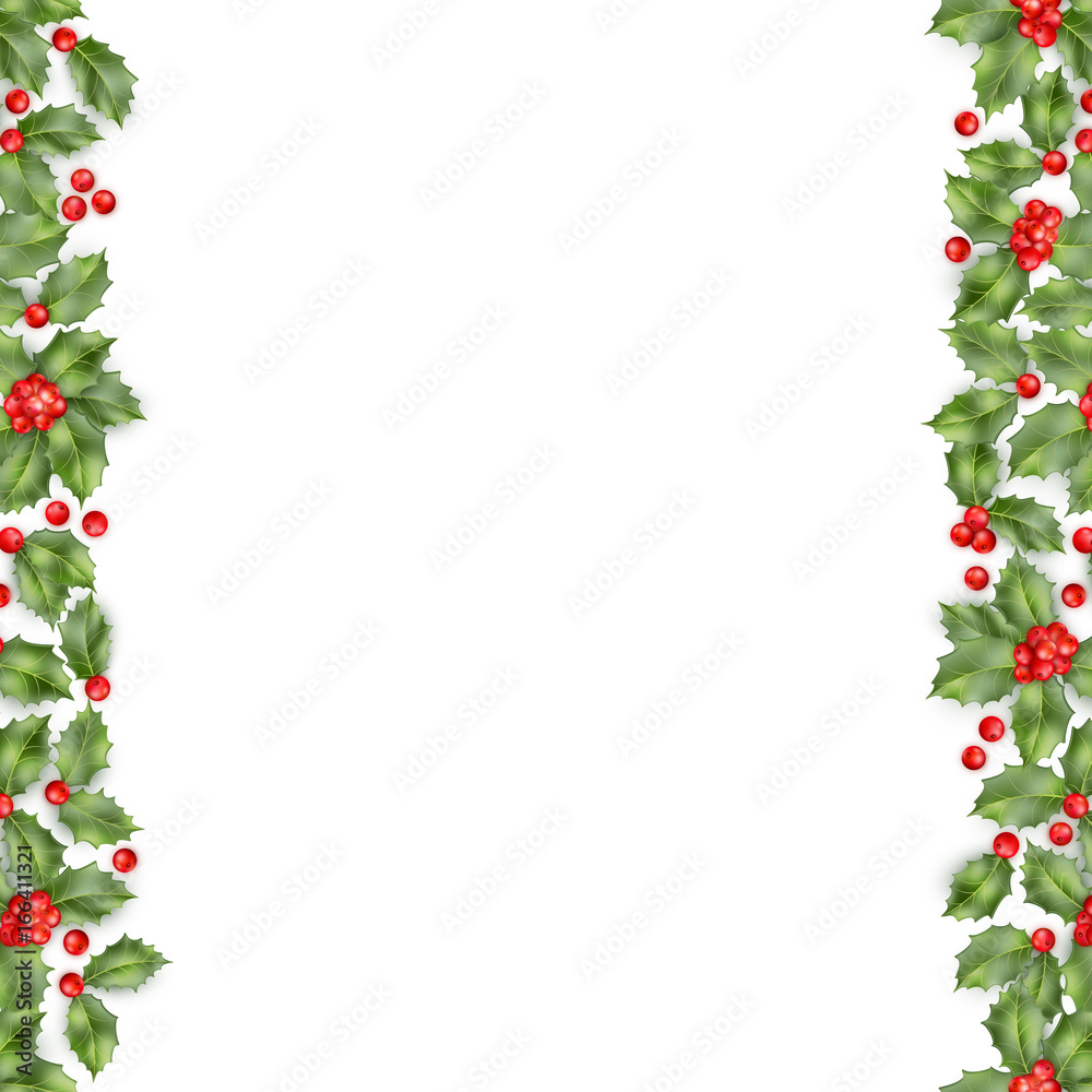 Seamless border from Christmas holly berry. EPS 10 vector Stock Vector ...