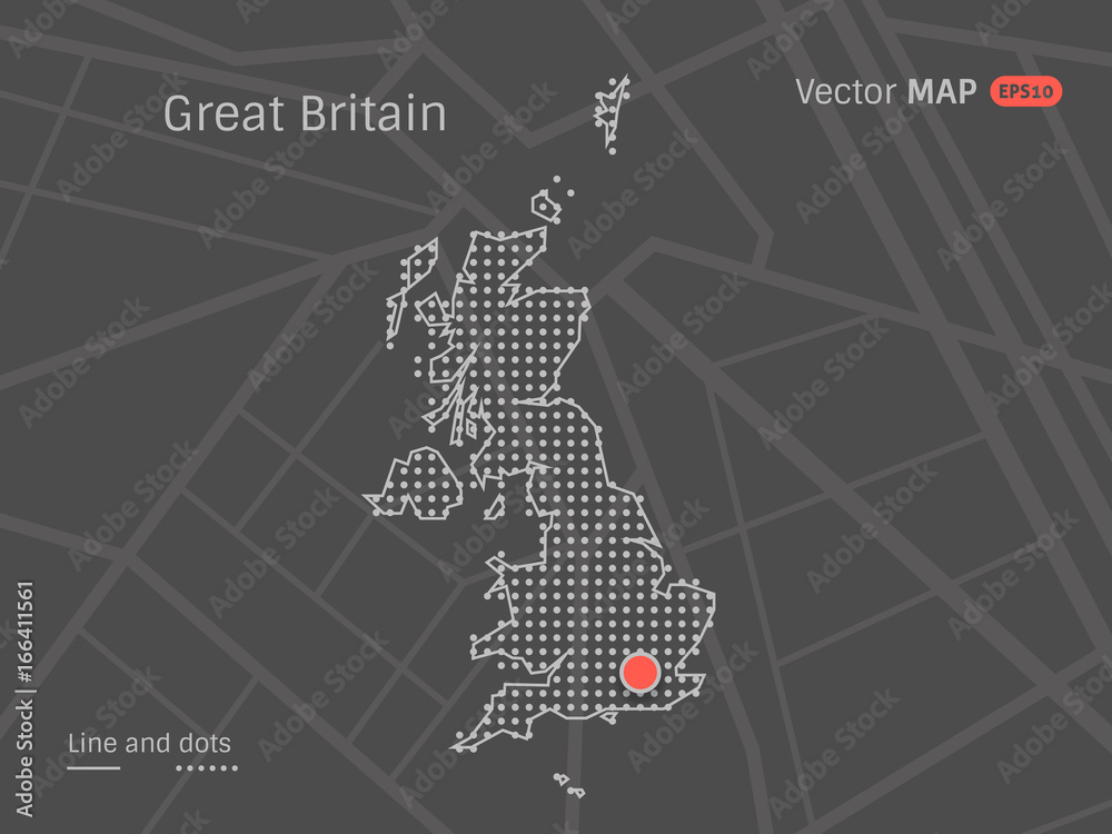 Vector Dotted Greit Britain Map Stock Vector | Adobe Stock