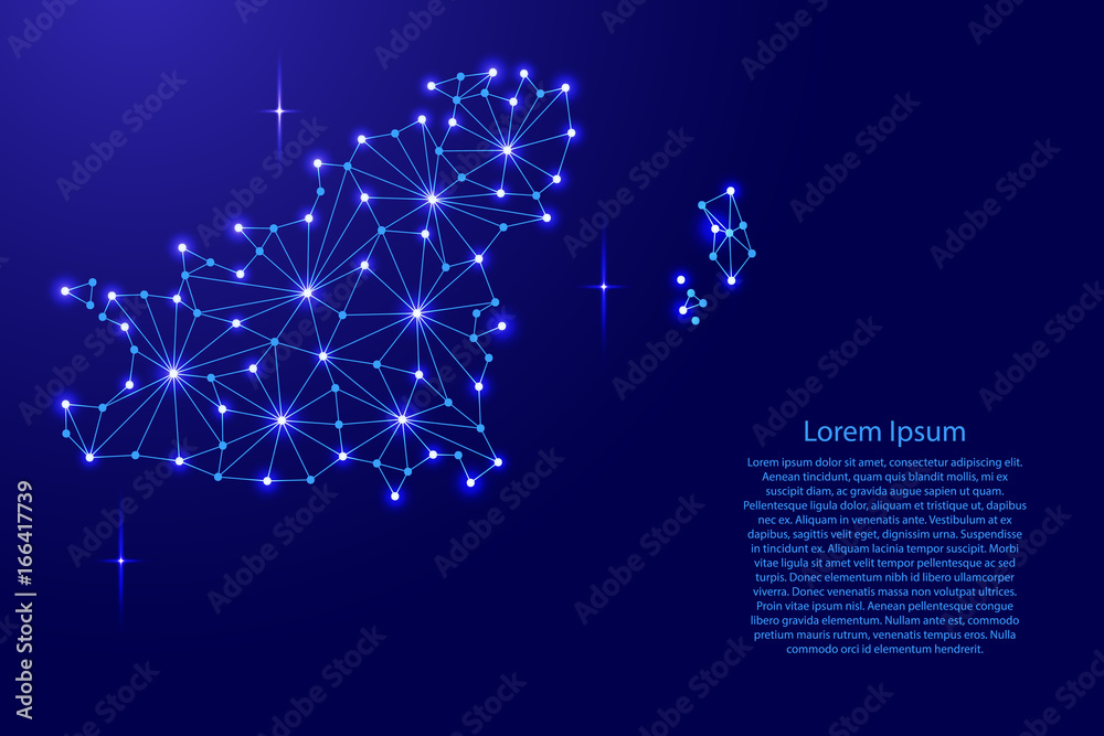 Guernsey map of polygonal mosaic lines network, rays and space stars of ...