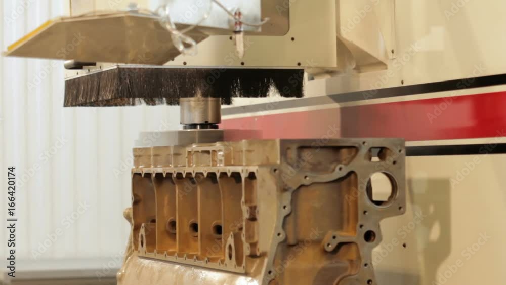 engine block repair process. internal combustion engine block. turning ...