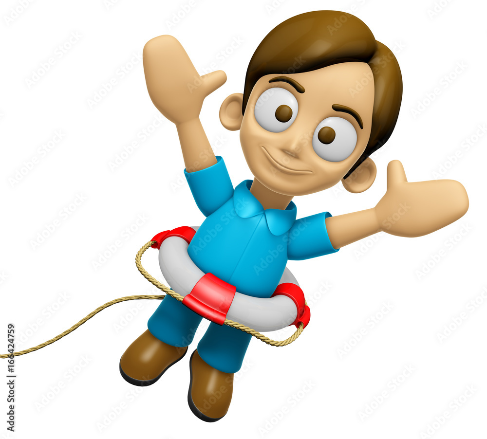 3D Man Mascot unclasp both hands jumping. Work and Job Character Design ...