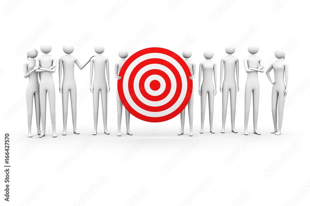 Target group conceptual white background 3d illustration Stock ...